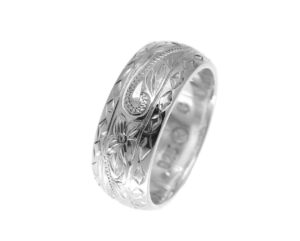 arthur's jewelry 925 sterling silver hawaiian plumeria scroll smooth diamond cut edge 8mm thick heavy ring size 6