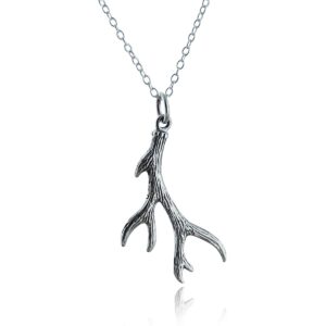 fashionjunkie4life sterling silver deer antler necklace, 18" chain | birthday gifts for women and men