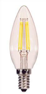 satco s29877 candle shape 4.5 watt 120 volt b10 led bulb e12 candelabra base; 2700k (6 led light bulbs)