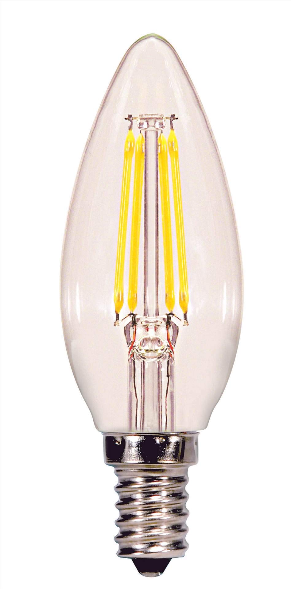 Satco S29877 Candle Shape 4.5 Watt 120 Volt B10 LED Bulb E12 Candelabra Base; 2700K (6 LED Light Bulbs)