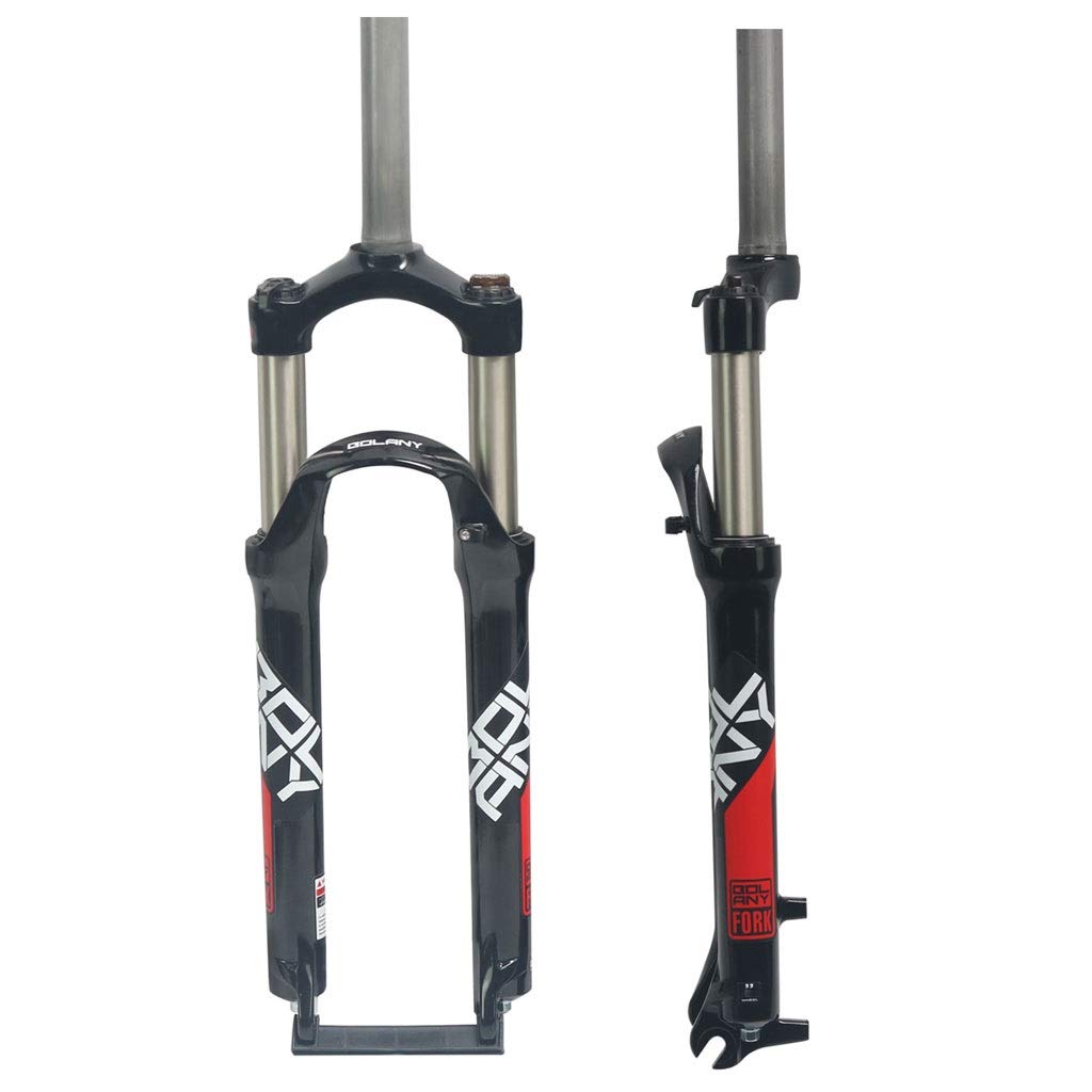 ZNND 24" Mountain Bike Suspension Fork, Aluminum Alloy Disc Brake Shoulder Control Damping Adjustment 1-1/8" Travel 100mm (Color : A, Size : 24inch)