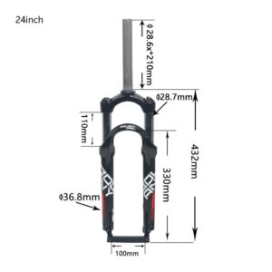 ZNND 24" Mountain Bike Suspension Fork, Aluminum Alloy Disc Brake Shoulder Control Damping Adjustment 1-1/8" Travel 100mm (Color : A, Size : 24inch)