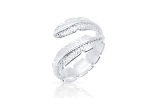 harpercrown feather wrap ring - 925 sterling silver - adjustable