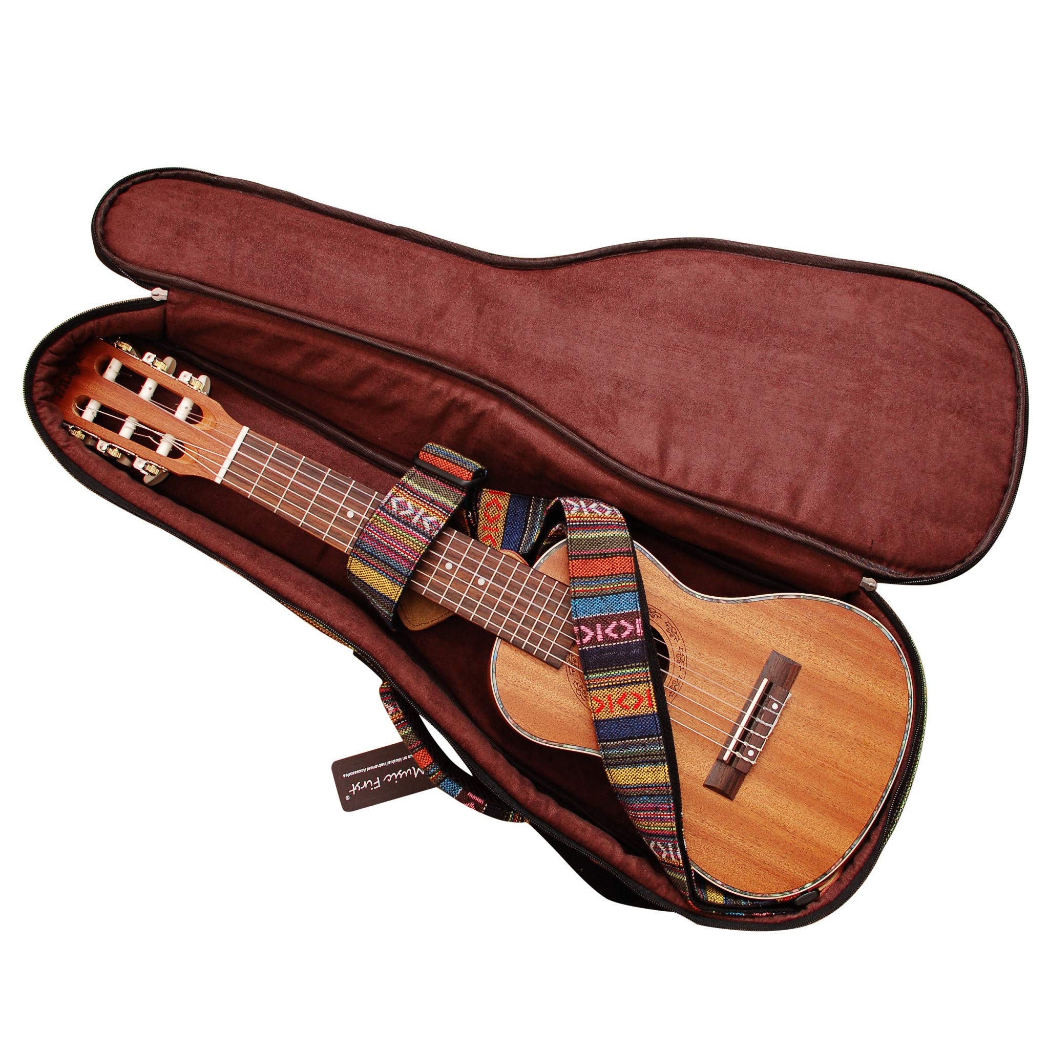 MUSIC FIRST Original Design 0.6" (15mm) Thick Padded Country Style Baritone Ukulele Case, Ukulele Bag (30"~31")