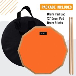 SLINT Drum Practice Pad, 12" Drum Pad 2 Surfaces - Double-Sided Practice Drum Pad Set, Practice Pad for Drumming - Snare Drum Practice Pad - Drum Pad For Kids (Full Drum Pad Kit with 4" Snare Drum)