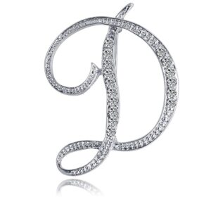 letter brooch pins initial rhinestone brooch for women crafts silvery d