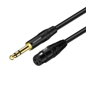 dremake balanced cable 15 foot trs 6.35mm (1/4 inch) male to xlr female mic cable for amplifier, speakers - black