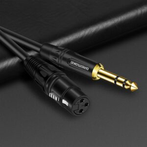 DREMAKE Balanced Cable 15 Foot TRS 6.35mm (1/4 Inch) Male to XLR Female Mic Cable for Amplifier, Speakers - Black