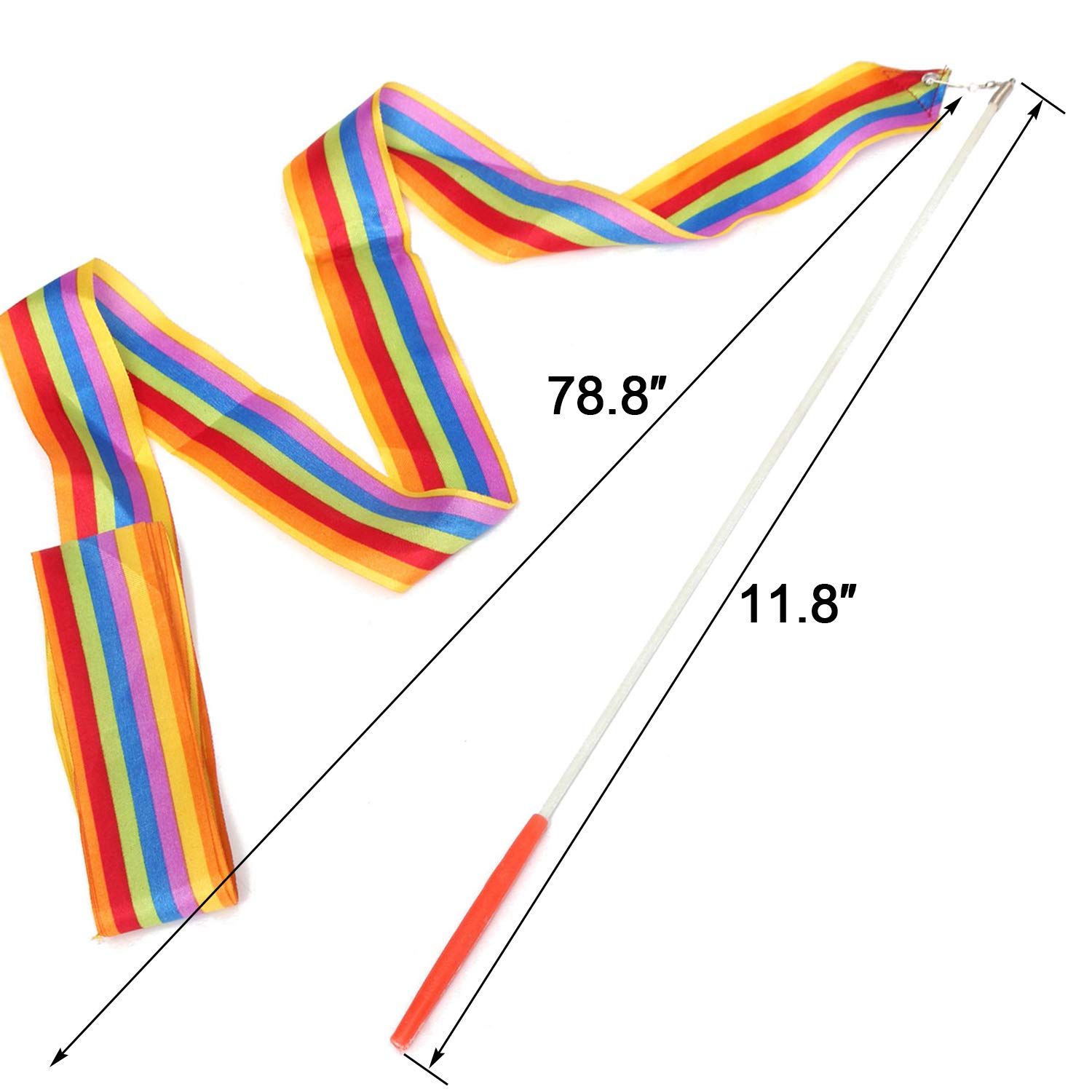 ANCIRS 4 Pack 2-Meter Dance Ribbons, Rainbow Streamers Rhythmic Gymnastics Ribbon, Baton Twirling Wands on Sticks for Artistic Dancing