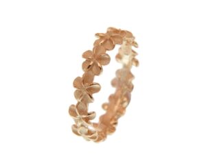 arthur's jewelry 925 sterling silver pink rose gold plated hawaiian 5mm plumeria flower lei ring size 3.5