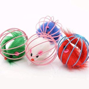 Gilroy Caged Rats Rolling Wire Cage Plush Mouse Ball Funny Cat Toy Catches The - Hide Balls Interactive Toy, Random Color