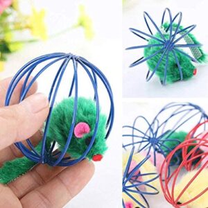 Gilroy Caged Rats Rolling Wire Cage Plush Mouse Ball Funny Cat Toy Catches The - Hide Balls Interactive Toy, Random Color