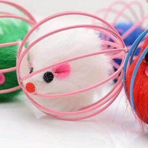 Gilroy Caged Rats Rolling Wire Cage Plush Mouse Ball Funny Cat Toy Catches The - Hide Balls Interactive Toy, Random Color