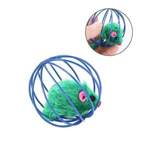 Gilroy Caged Rats Rolling Wire Cage Plush Mouse Ball Funny Cat Toy Catches The - Hide Balls Interactive Toy, Random Color