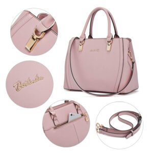 BOSTANTEN Women Leather Handbag Designer Top Handle Satchel Shoulder Bags Crossbody Purses Pink