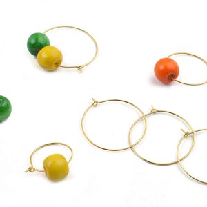 BronaGrand 150 Pieces Gold Plated Wine Glass Charm Rings Earring Hoops 3 Sizes,30mm,25mm,20mm