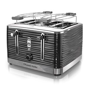 russell hobbs tr9450br coventry 4-slice toaster, black, included warming rack