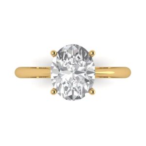 clara pucci 2.5ct oval cut solitaire genuine moissanite wedding bridal designer anniversary engagement ring in 14k yellow gold for women