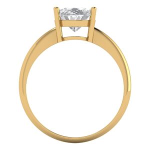 Clara Pucci 2.5ct Oval Cut Solitaire Genuine Moissanite Wedding Bridal Designer Anniversary Engagement Ring in 14k Yellow Gold for Women