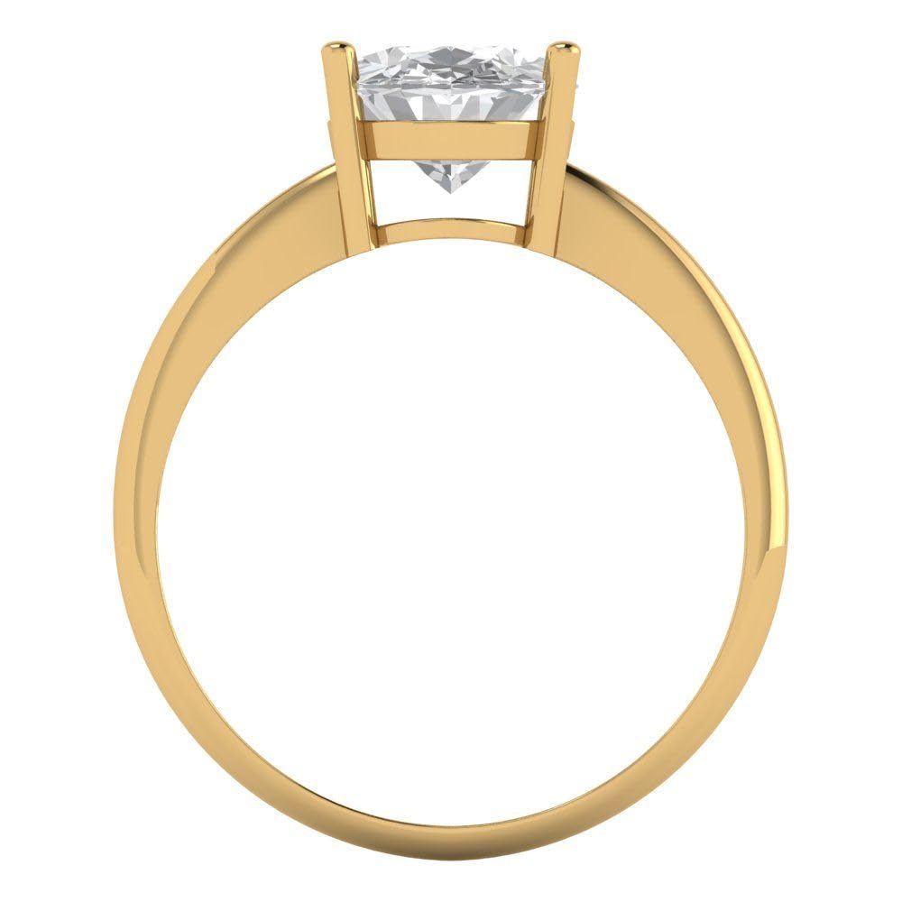 Clara Pucci 2.5ct Oval Cut Solitaire Genuine Moissanite Wedding Bridal Designer Anniversary Engagement Ring in 14k Yellow Gold for Women