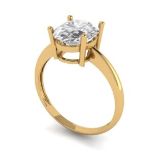 Clara Pucci 2.5ct Oval Cut Solitaire Genuine Moissanite Wedding Bridal Designer Anniversary Engagement Ring in 14k Yellow Gold for Women