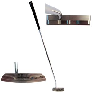 bell putters half offset golf putter 360g polish chrome finish right-handed/rh with winn jumbo/oversize putter grip and 34" shaft