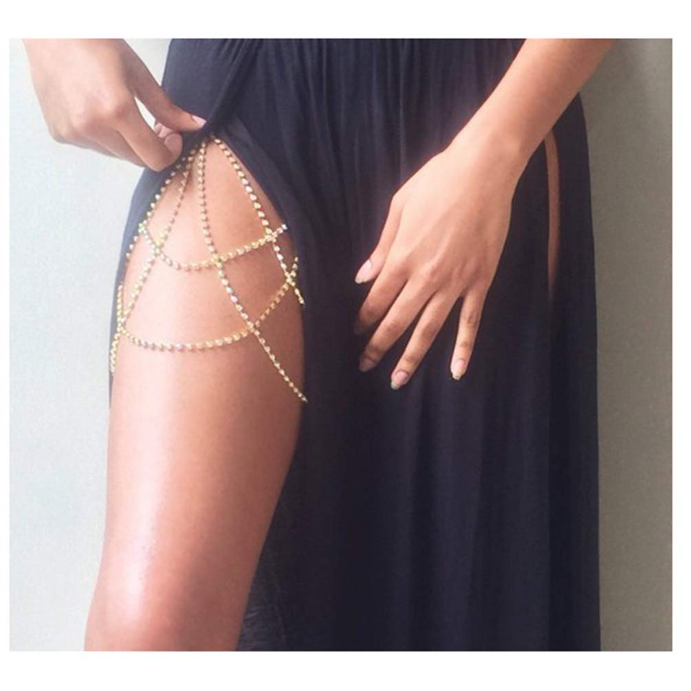 Sexy Rhinestone Leg Chain Body Chain Jewelry Thigh Leg Chain Bracelet Leg Jewelry for Party Beach Accessories