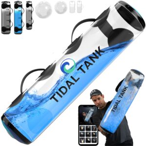 tidal tank classic - aqua bag with water, sandbag weighted workout equipment for strength training adjustable weights for core stability, free app for full body workout - up to 49 lb