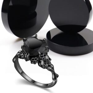 Gothic jewelry Skull Rings Halloween Punk Engagement Black Rings for Women Vampire Accessories Christmas Gifts (Black, 7)