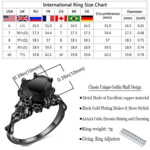 Gothic jewelry Skull Rings Halloween Punk Engagement Black Rings for Women Vampire Accessories Christmas Gifts (Black, 7)