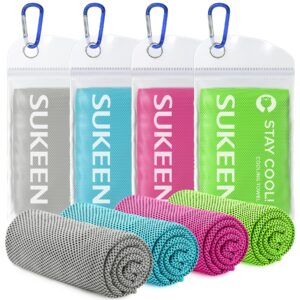 sukeen [4 pack cooling towel (40"x12"),ice towel,soft breathable chilly towel,microfiber towel for yoga,sport,running,gym,workout,camping,fitness,workout & more activities