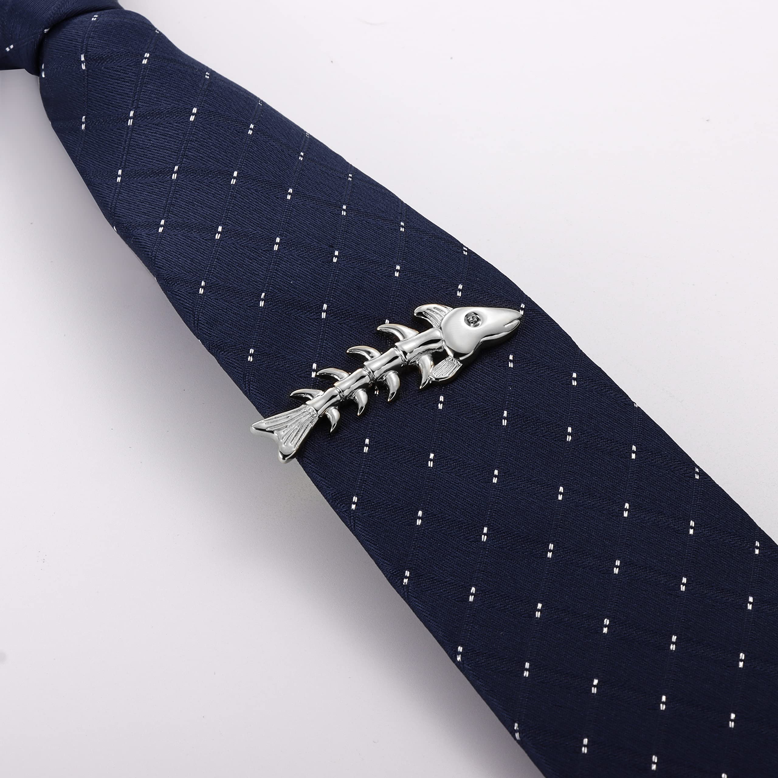 2 inch Tie Clip for Men-Novelty Animal Necktie Bar Clip,Tie Pin,Tie Tack Accessories for Men,Special Interesting Gift for Men-Fishbone