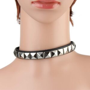 GelConnie Leather Choker Necklace for Women Punk Rock Goth Choker Necklace Metal Spike Leather Collar Necklace Black Choker Halloween Womens Chocker Necklaces Jewelry