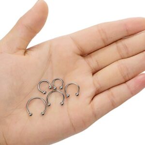 REVOLIA 30Pcs 16G 316L Stainless Steel Nose Rings Cartilage Ear Septum Piercings Helix Tragus Horseshoe 6-14mm