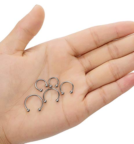 REVOLIA 30Pcs 16G 316L Stainless Steel Nose Rings Cartilage Ear Septum Piercings Helix Tragus Horseshoe 6-14mm