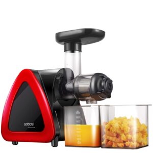 slow juicer, aobosi slow masticating juicer, cold press juicer machines with reverse function, quiet motor, high juice yield with juice jug & brush for cleaning