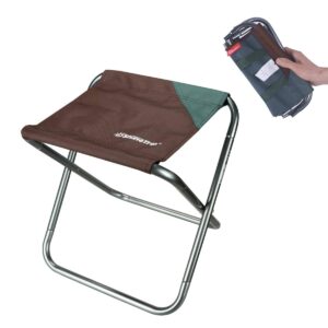 aoutacc portable folding stool, collapsible multi-purpose foldable chair used as outdoor stool,camping stool,garden stool,camping foot rest,fishing chair, beach (brown, large-11.8"x11"x11.4")