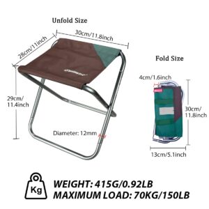 AOUTACC Portable Folding Stool, Collapsible Multi-Purpose Foldable Chair Used as Outdoor Stool,Camping Stool,Garden Stool,Camping Foot Rest,Fishing Chair, Beach (Brown, Large-11.8"x11"x11.4")