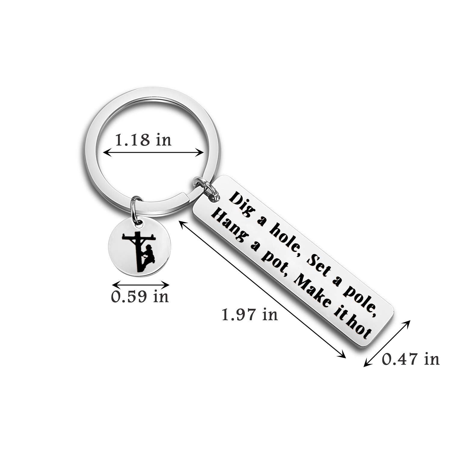 MYOSPARK Lineman Keychain Dig A Hole Set A Pole Hang A Pot Make It Hot Lineman Graduation Gift Electricians Tower Techs Jewelry Gift For Lineman Wife Mom Girlfriend (Lineman Keychain)