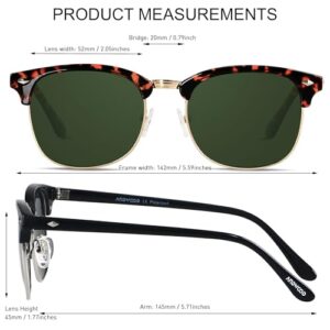 ANDWOOD Polarized Sunglasses for Men Women UV Protection Semi Rimless Sun glasses Classic Half Frame Shades Black Tortoise