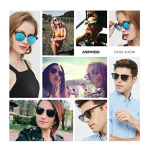 ANDWOOD Polarized Sunglasses for Men Women UV Protection Semi Rimless Sun glasses Classic Half Frame Shades Black Tortoise