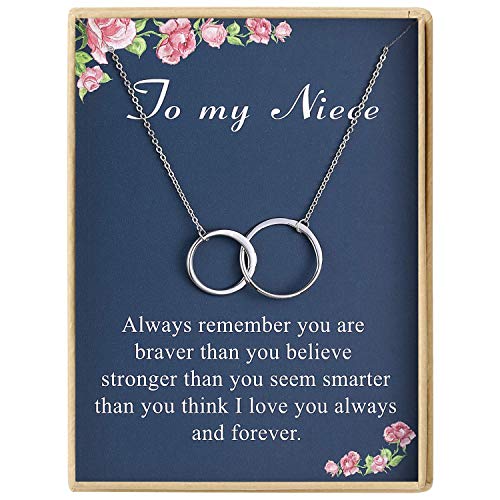 Birthday Gifts for Niece Delicate Two Interlocking Infinity Double Circles Sterling Silver To My Niece Necklace Birthday Gifts Women