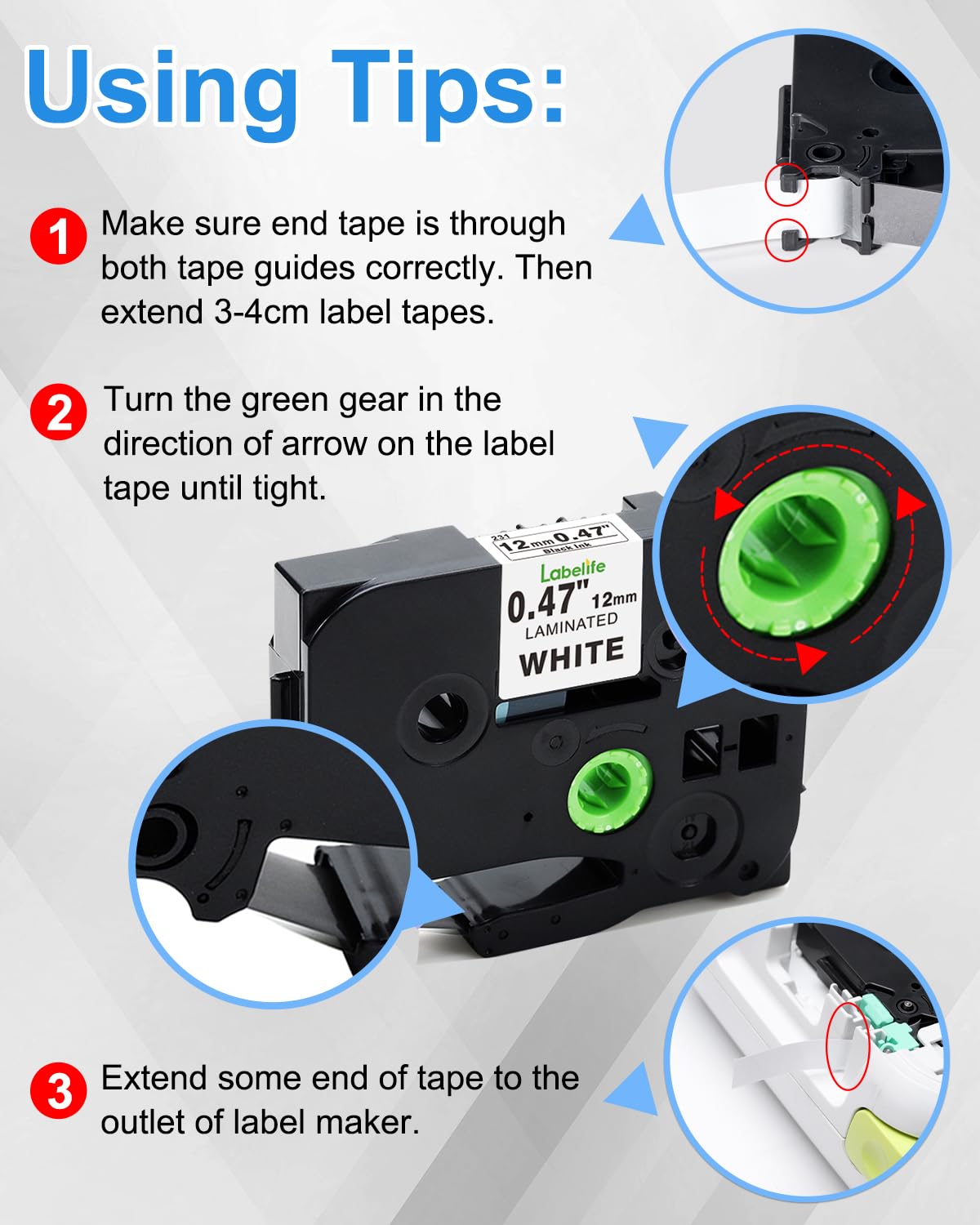 Labelife 6-Pack P Touch Label Tape TZe-231 Replacement for Brother TZe TZ Tape 12mm 0.47 Laminated White Label Maker Tape TZe231 TZ231 for Brother P Touch Label Maker PT-D210 PT-D220 PT-H110 PT-D600