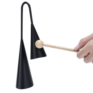 agogo bell, two tone, traditional handheld latin percussion instrument with wooden stick