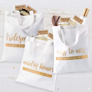 Pop Fizz Designs Bridesmaid Bags | Bridesmaid Tote bags | Maid of Honor Tote Bag | Bride Canvas Bag (7 pack)