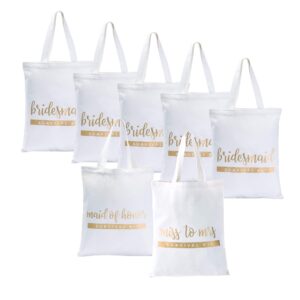 Pop Fizz Designs Bridesmaid Bags | Bridesmaid Tote bags | Maid of Honor Tote Bag | Bride Canvas Bag (7 pack)