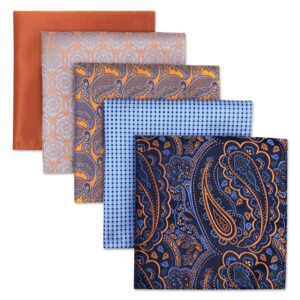 shlax&wing 5 pieces assorted mens silk pocket square handkerchiefs set 40