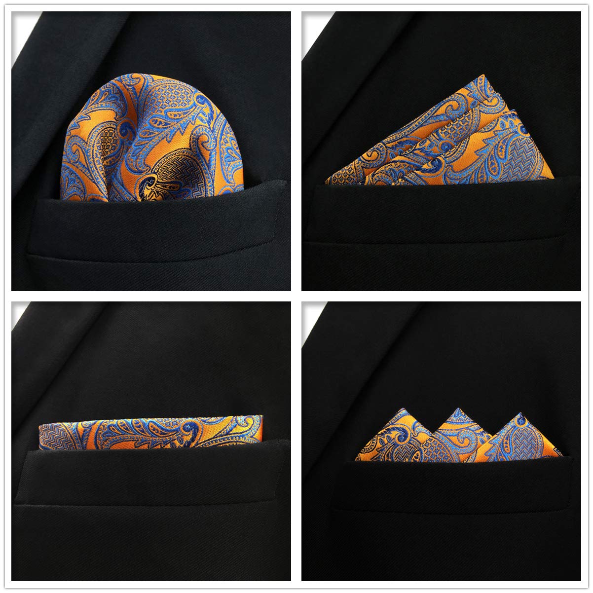 SHLAX&WING 5 Pieces Assorted Mens Silk Pocket Square Handkerchiefs Set 40