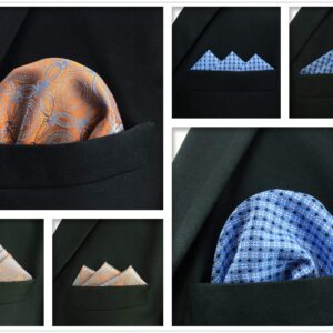 SHLAX&WING 5 Pieces Assorted Mens Silk Pocket Square Handkerchiefs Set 40