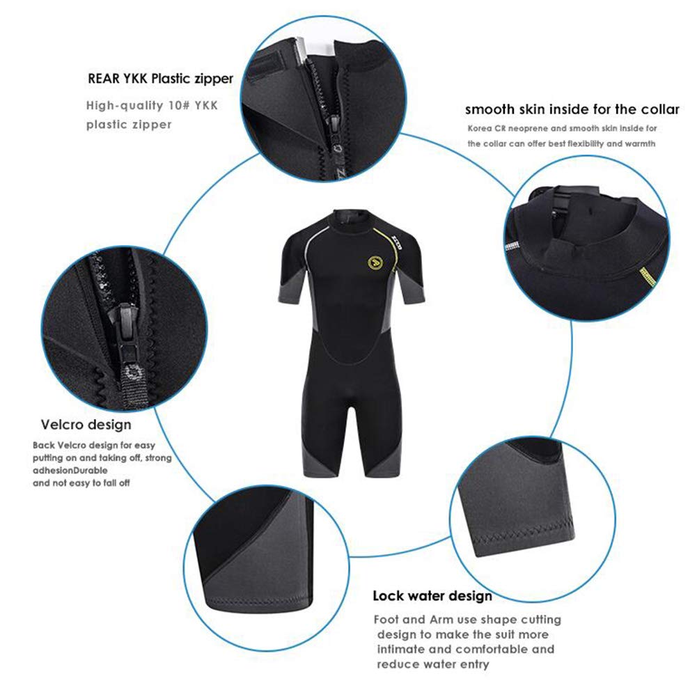 ZCCO Men's Wetsuits 1.5mm Premium Neoprene Back Zip Shorty Dive Skin for Spearfishing,Snorkeling, Surfing,Canoeing,Scuba Diving Suits(XL)